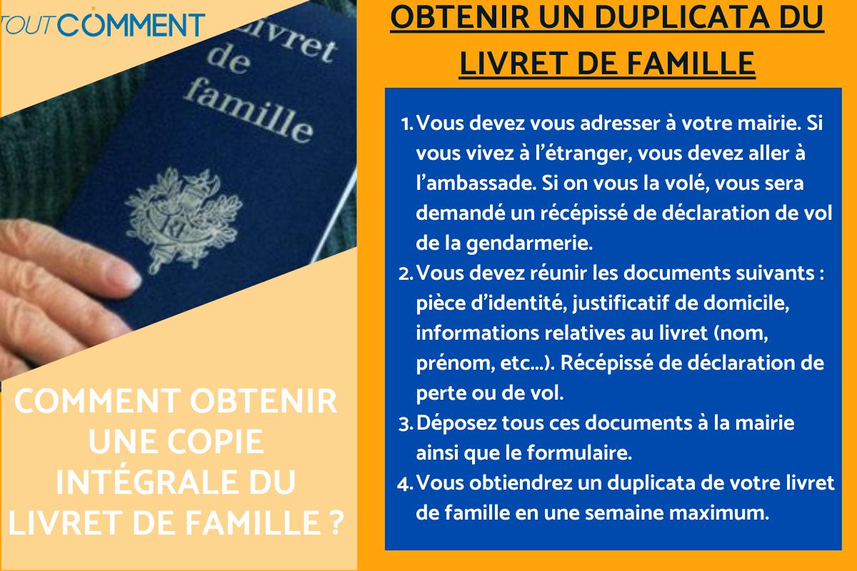 Comment obtenir une copie intégrale du livret de famille