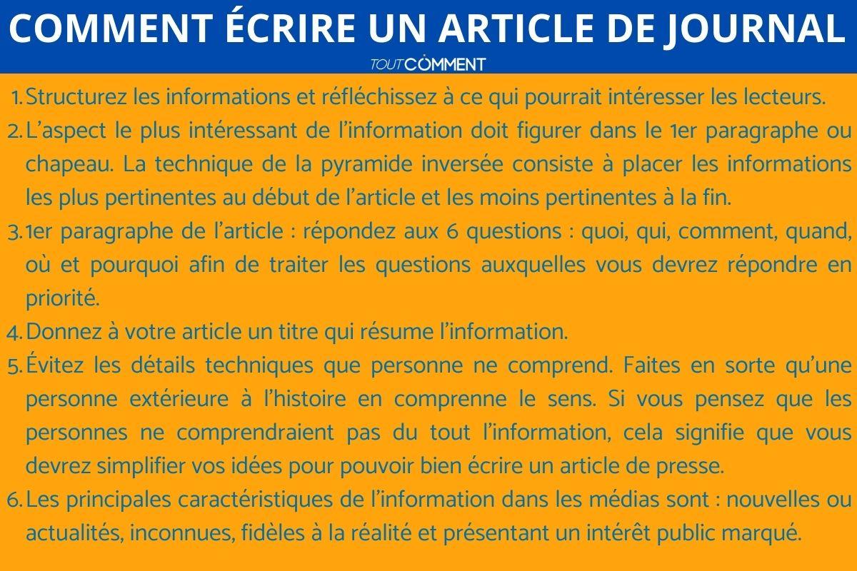 Apprenez à RÉDIGER un ARTICLE de journal