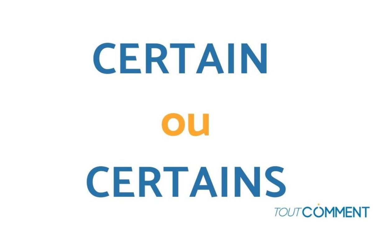 CERTAIN ou CERTAINS ? Ne DOUTEZ PLUS de l'ORTHOGRAPHE