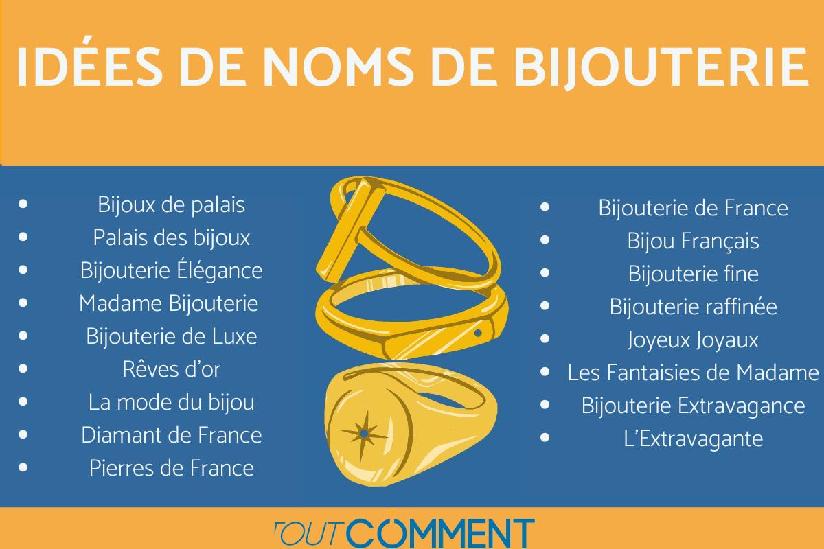 +50 NOMS de BIJOUTERIE - de Luxe, en France et Original