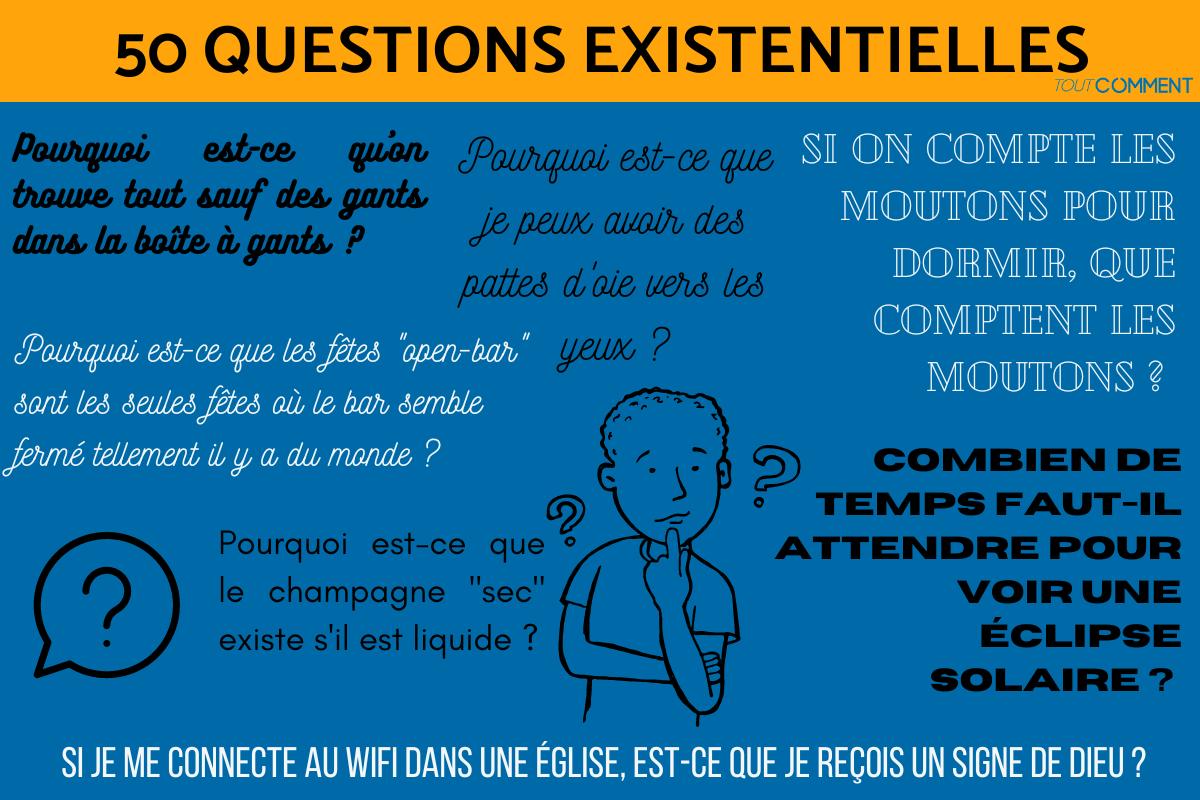 50 questions EXISTENTIELLES - Avec réponse