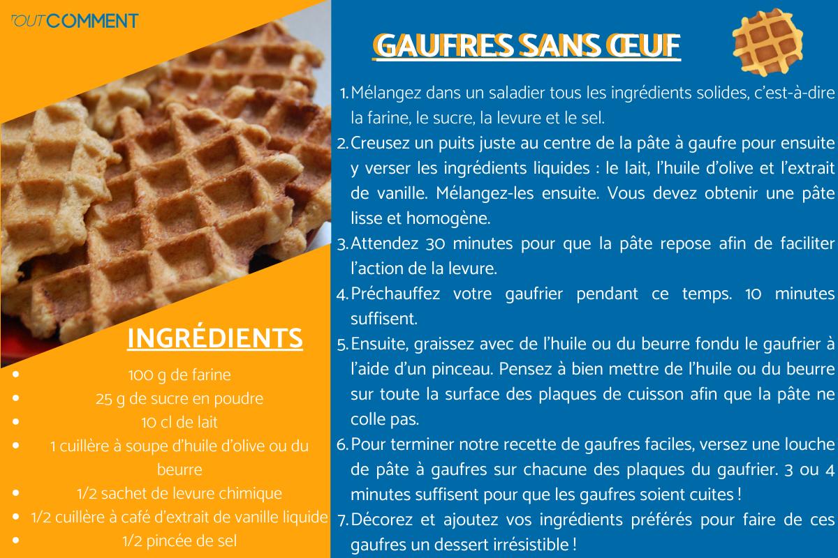 Recette de gaufres sans œuf - Recette facile de pâte à gaufre sans œuf