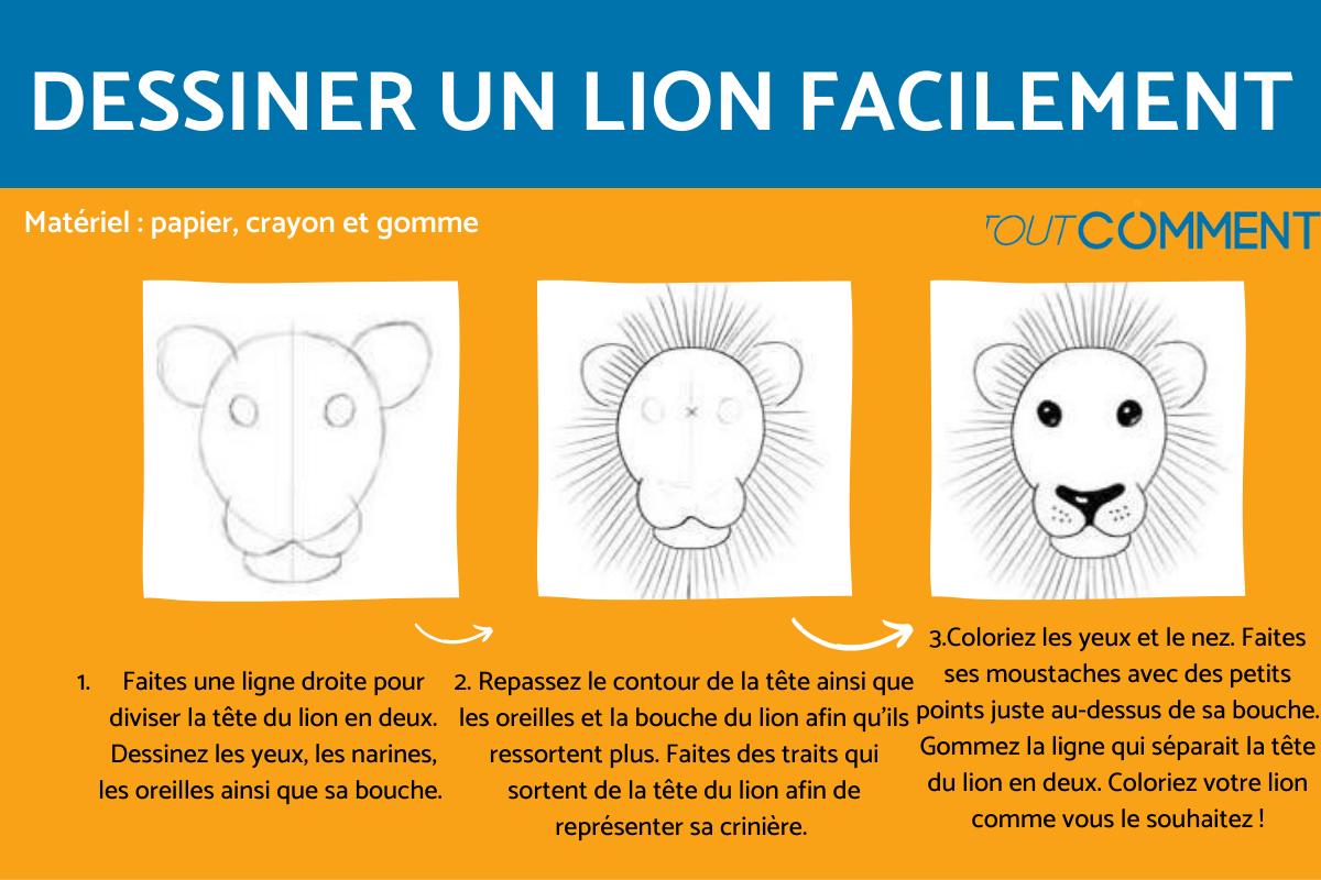 Dessin de TÊTE de LION FACILE à FAIRE
