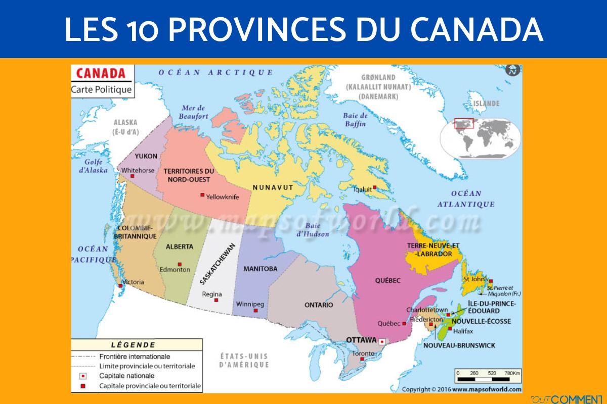 Capitales des provinces du Canada - CARTE du Canada avec les provinces ...