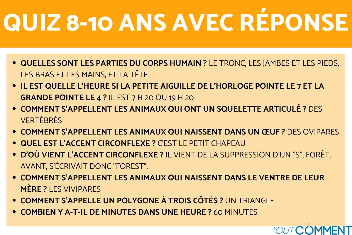 +100 QUIZ pour ENFANT - avec réponses