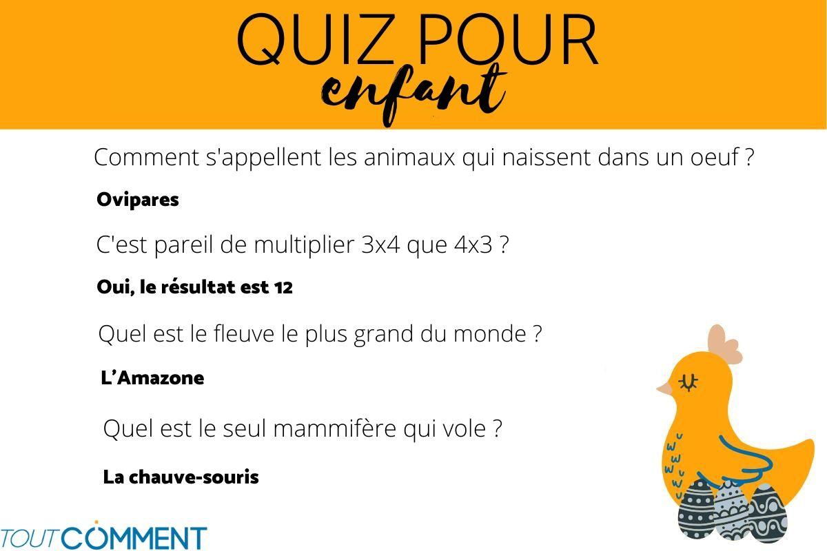 +100 QUIZ pour ENFANT - avec réponses
